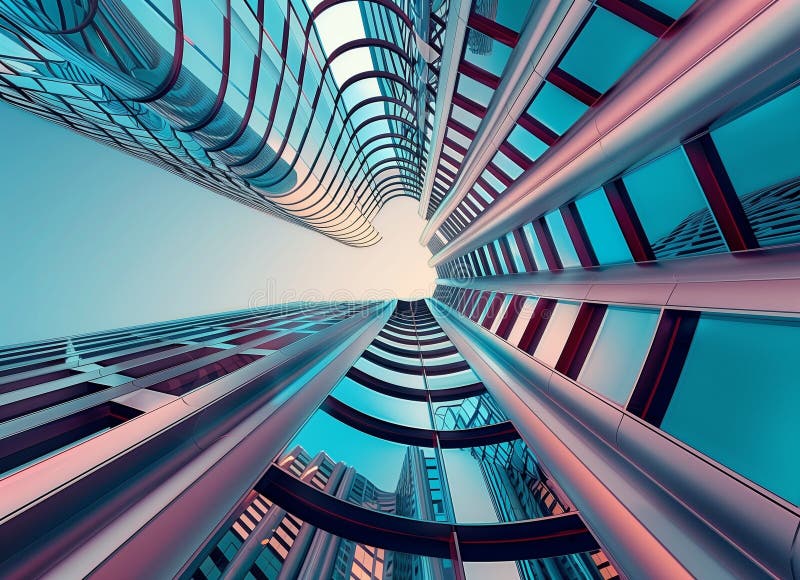 Blue Sky High Rise Building Wavy Shapes Stock Image - Image of high ...