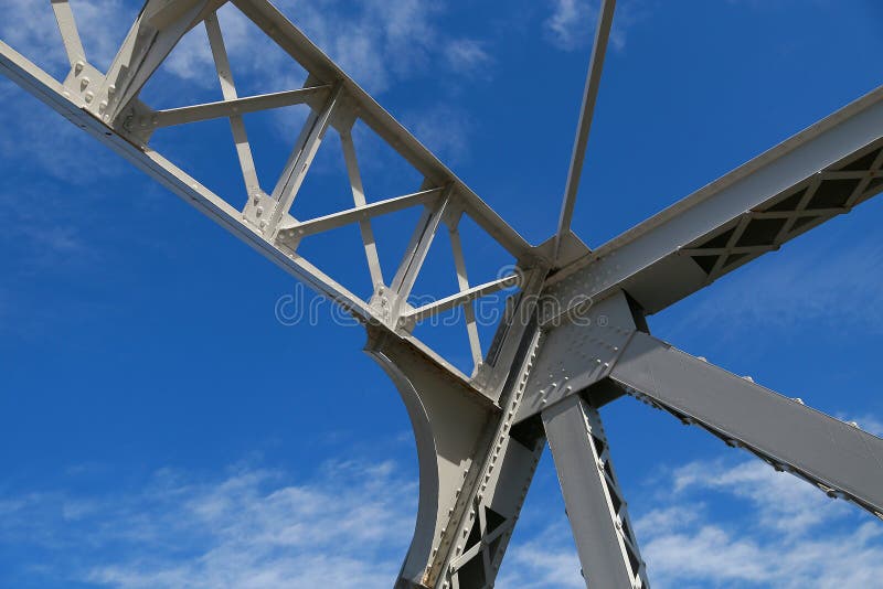 Blue Sky and Iron Bridge Steel Frame Stock Photo - Image of sunny ...