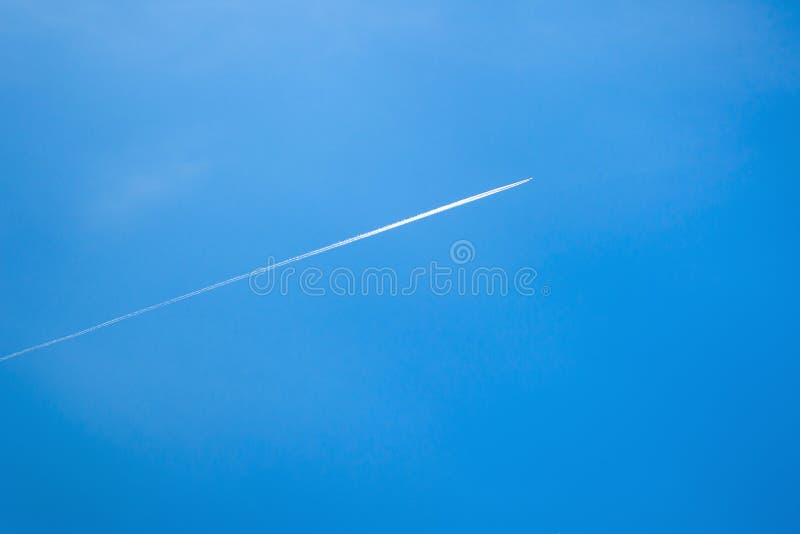Blue sky with jet trail stock image. Image of high, journey - 148328493