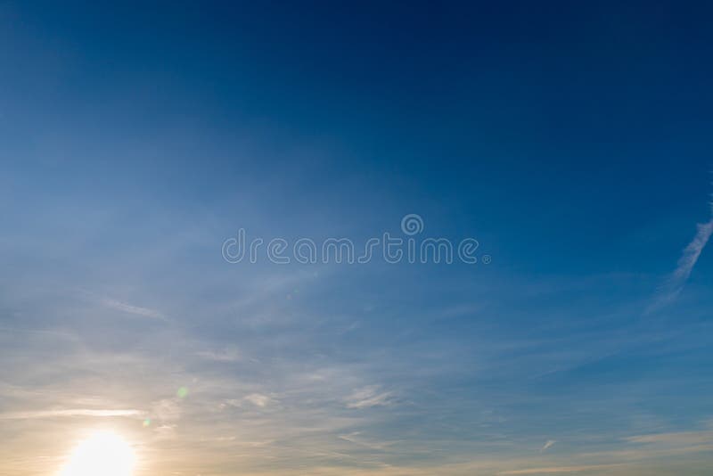 Blue Sky with Light Veil Clouds Stock Photo - Image of calm, dusk ...