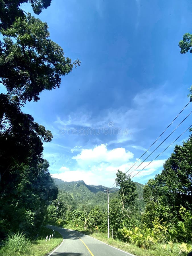 Blue Sky stock photo. Image of road, blue, trip, long - 221376548