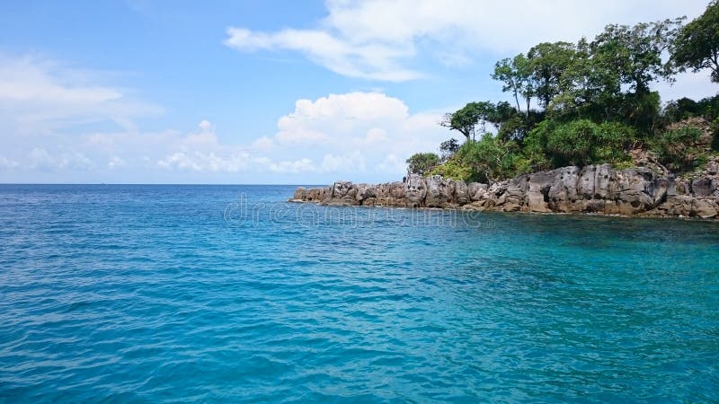 Blue Sky Middle of the Sea and Small Island, Stock Photo - Image of ...