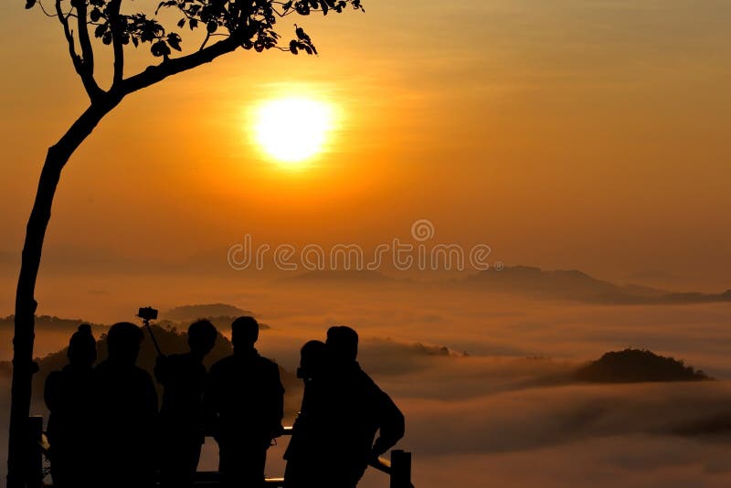 Blue sky with mist stock image. Image of people, dawn - 82545225