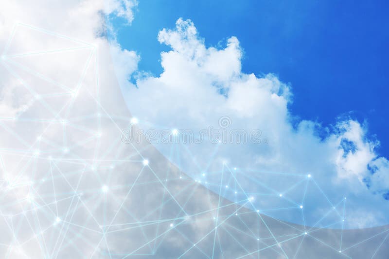 Sky and Network Connection Lines. Cloud Technology Stock Photo - Image ...