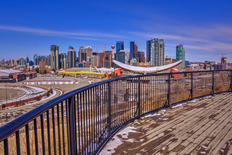 Blue Sky Over the Calgary Skyline Stock Image - Image of seasonal, blue ...