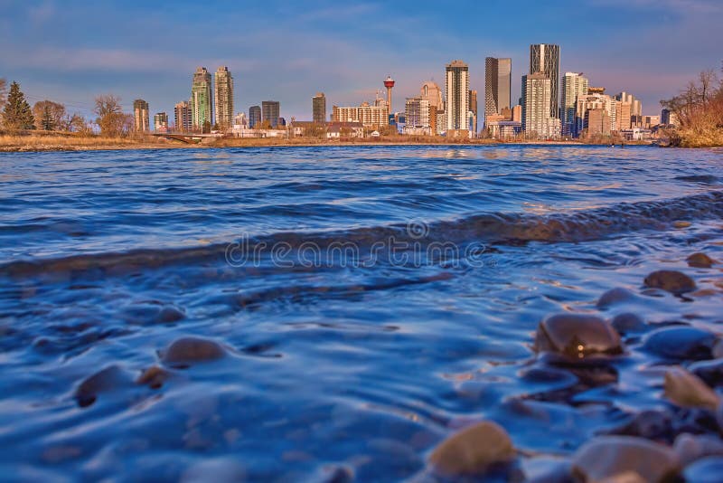 Blue Sky Over the Downtown Calgary Skyline Stock Image - Image of ...