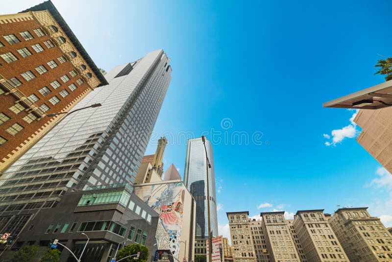 Blue Sky Over Downtown Los Angeles Editorial Image - Image of evening ...
