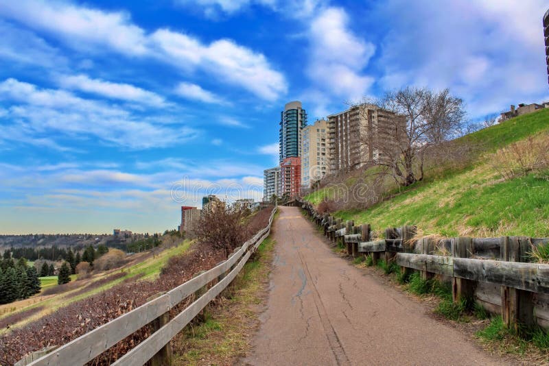 Blue Sky Over Edmonton Buildings Stock Photo - Image of clouds ...