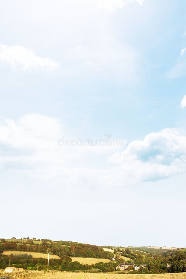 Blue sky over fields stock image. Image of field, farm - 255327331