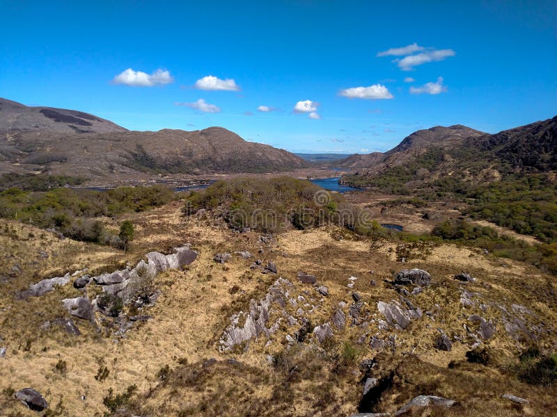 Blue Sky Over the Highlands with a River Seen Far Away Stock Photo ...