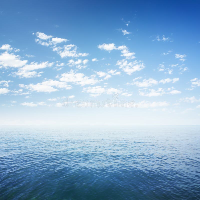 Blue Sky Over Sea or Ocean Water Stock Photo - Image of empty, beauty ...