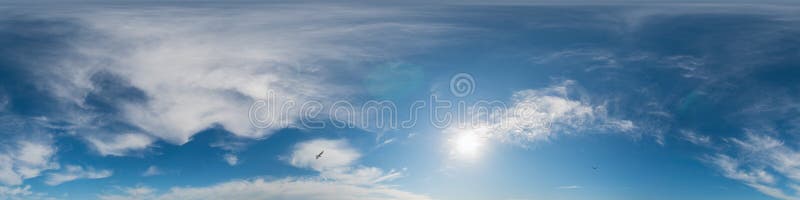 Blue Sky Panorama with Cirrus Clouds. Seamless Hdr 360 Degree Pano in ...