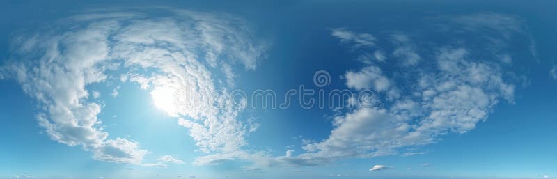 Blue Sky Panorama with Cirrus, Cumulus Clouds. Seamless HDR 360 Degree ...