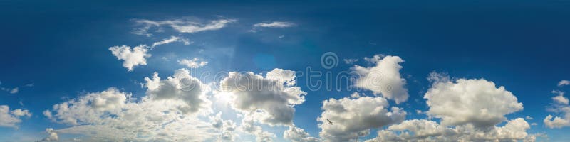 Blue Sky Panorama with Puffy Cumulus Clouds. Seamless Hdr Pano in ...