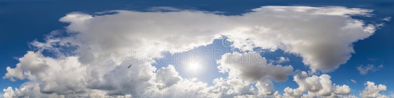 Blue Sky Panorama with Puffy Cumulus Clouds. Seamless Hdr Pano in ...