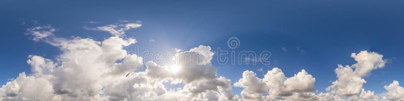 Blue Sky Panorama with Puffy Cumulus Clouds. Seamless Hdr Pano in ...