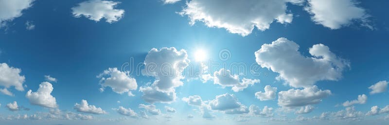 Blue Sky Panorama with White Fluffy Clouds. Seamless 360 Degrees ...