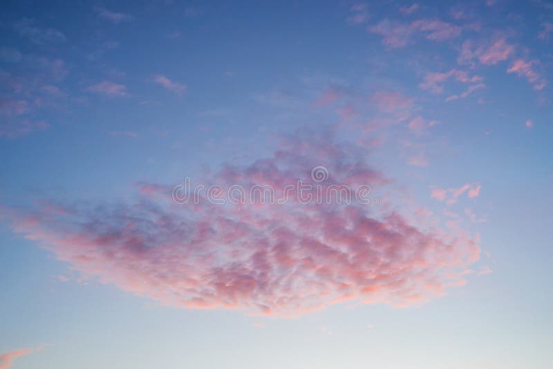 Blue Sky with Pink Clouds at Sunset. Stock Photo - Image of bright ...