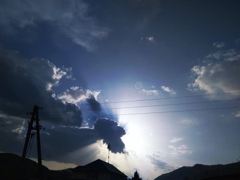 Blue Sky after Rain with Beautiful Dark Clouds Stock Image - Image of ...