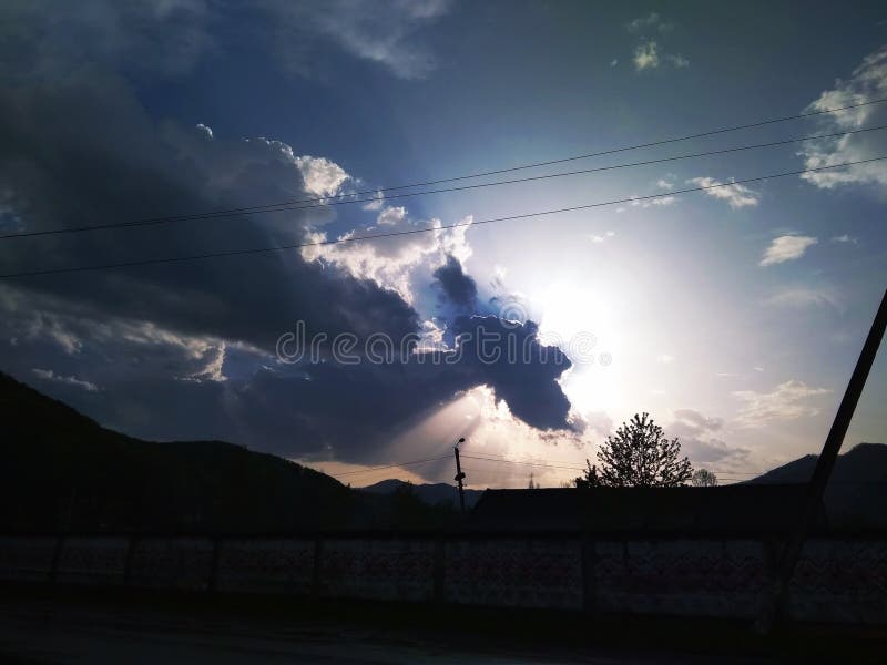 Blue Sky after Rain with Beautiful Dark Clouds Stock Photo - Image of ...