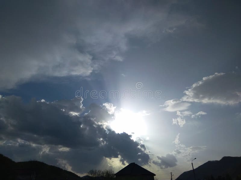 Blue Sky after Rain with Beautiful Dark Clouds Stock Photo - Image of ...