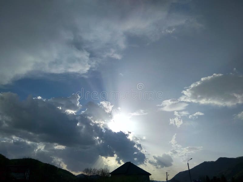 Blue Sky after Rain with Beautiful Dark Clouds Stock Photo - Image of ...