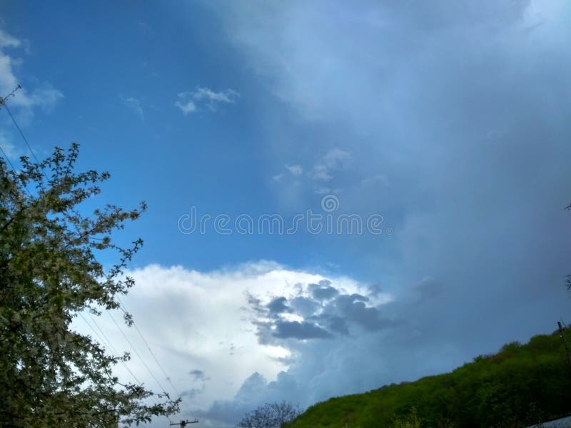 Blue Sky after Rain with Beautiful Dark Clouds Stock Image - Image of ...