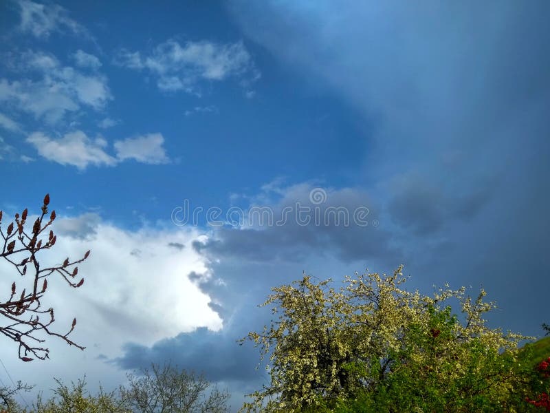 Blue Sky after Rain with Beautiful Dark Clouds Stock Image - Image of ...