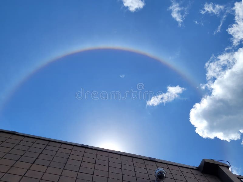 Blue sky rainbow ring stock photo. Image of blue, clouds - 250589766