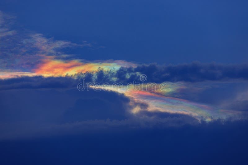 Blue Sky with Rainbow and Sun Reflection. Stock Image - Image of ...