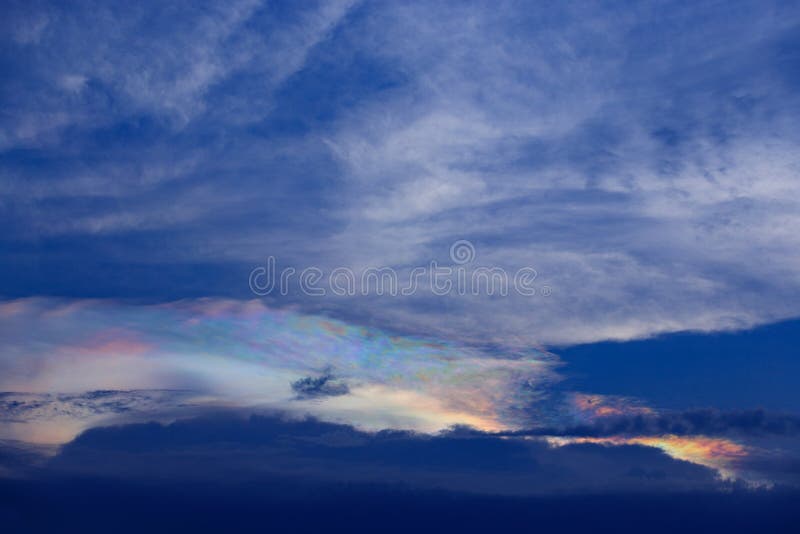 Blue Sky with Rainbow and Sun Reflection. Stock Photo - Image of purple ...