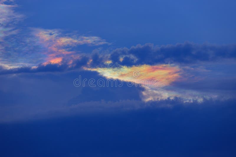 Blue Sky with Rainbow and Sun Reflection. Stock Photo - Image of purple ...