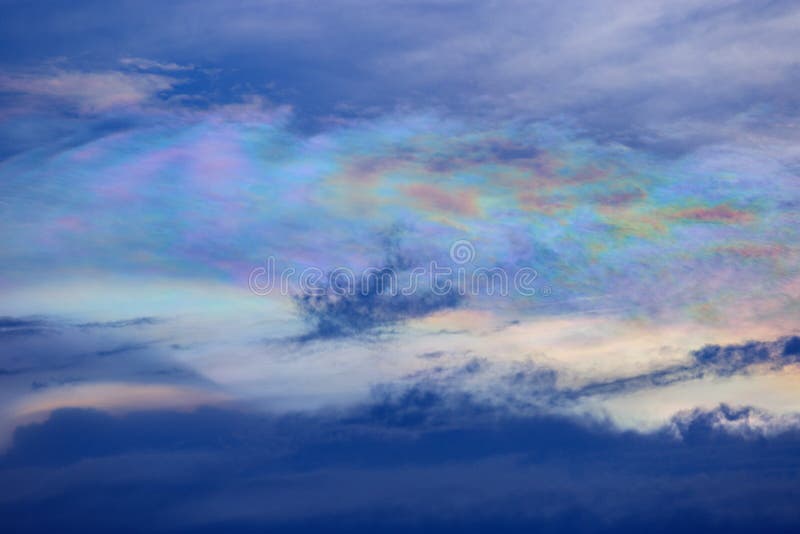 Blue Sky with Rainbow and Sun Reflection. Stock Image - Image of colors ...