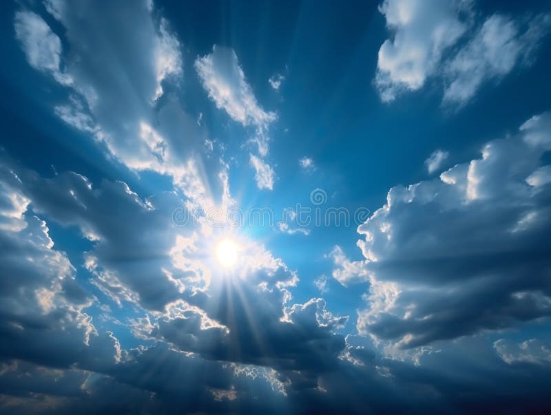 Blue sky with rays stock illustration. Illustration of atmosphere ...