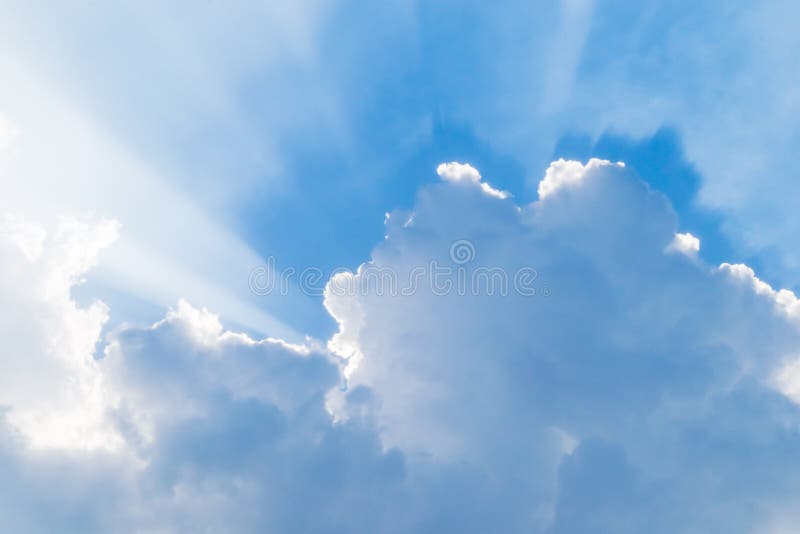 Sun Rays with Clouds on Blue Sky Landscape.rays of Light on the Sky ...