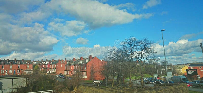 Blue sky red brick town editorial stock photo. Image of city - 51947148
