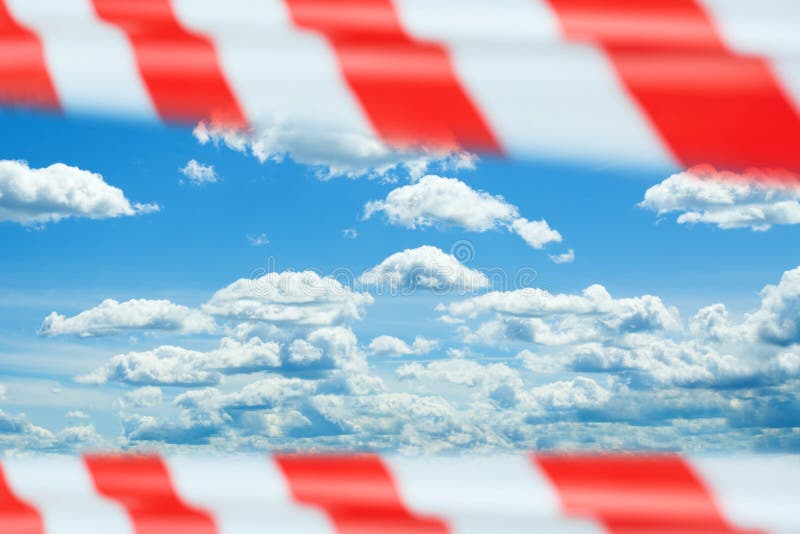 Blue Sky with Red and White Pattern Warning Tape Stock Image - Image of ...