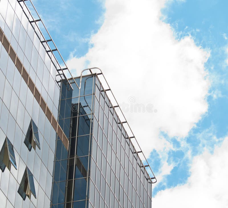 Blue Sky Reflected in Modern Building Mirror Glass Wall Stock Image ...
