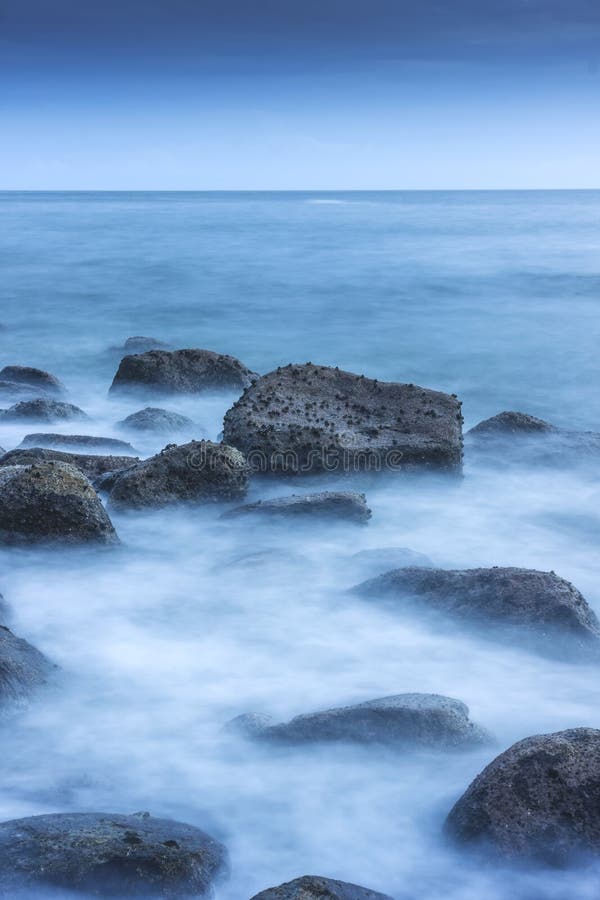 Blue Sky Rock Beach Natural Scenery Stock Image - Image of level ...