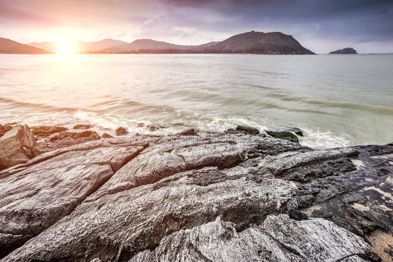 Blue Sky Rock Beach Natural Scenery Stock Photo - Image of blue ...