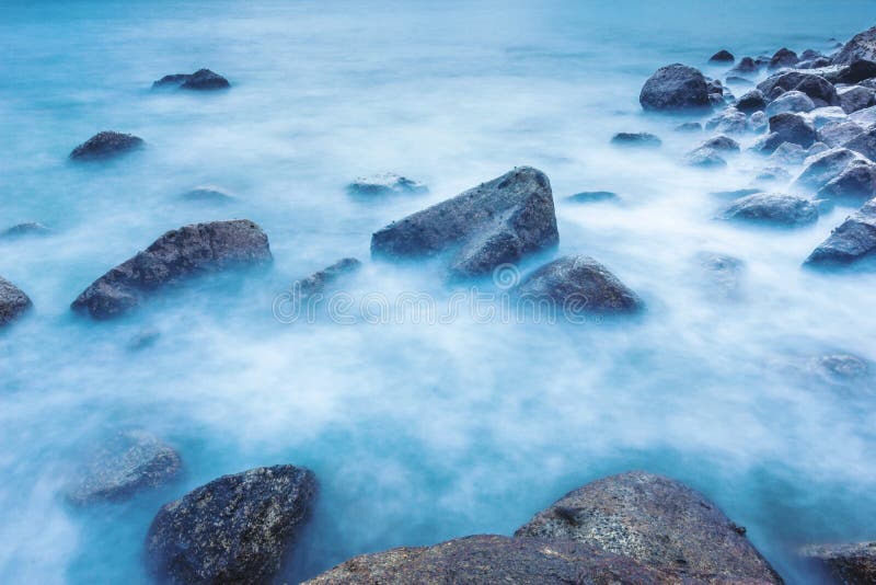 Blue Sky Rock Beach Natural Scenery Stock Image - Image of vision ...
