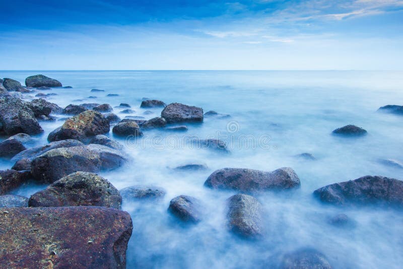 Blue Sky Rock Beach Natural Scenery Stock Image - Image of beautiful ...