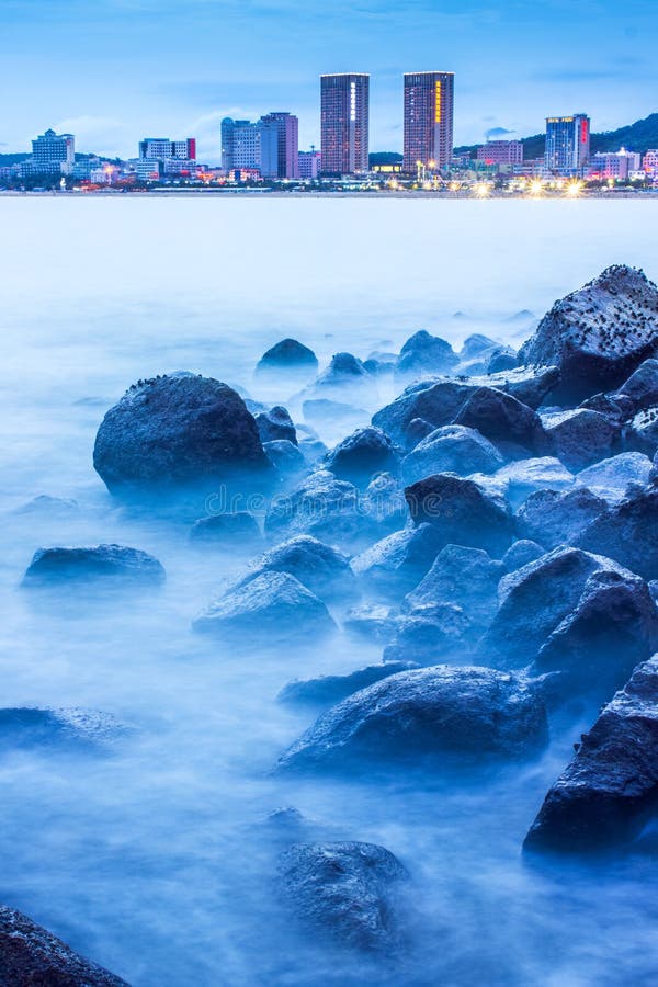 Blue Sky Rock Beach Natural Scenery Stock Image - Image of tourism ...