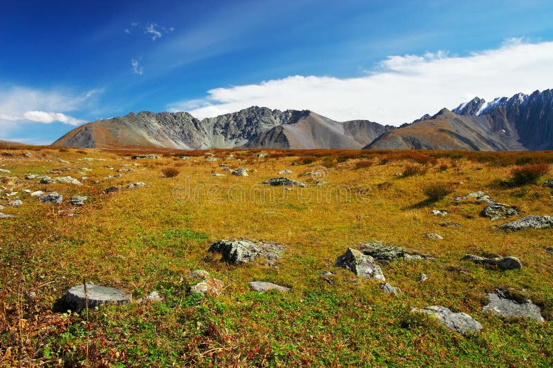 Blue Sky, Rocks and Mountains. Stock Image - Image of fleecy, range ...