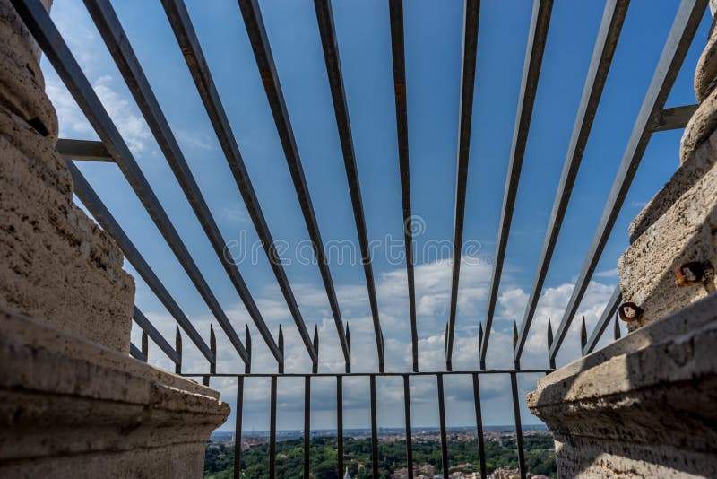 Blue Sky in Rome Viewed through a Ceiling Fence Stock Image - Image of ...