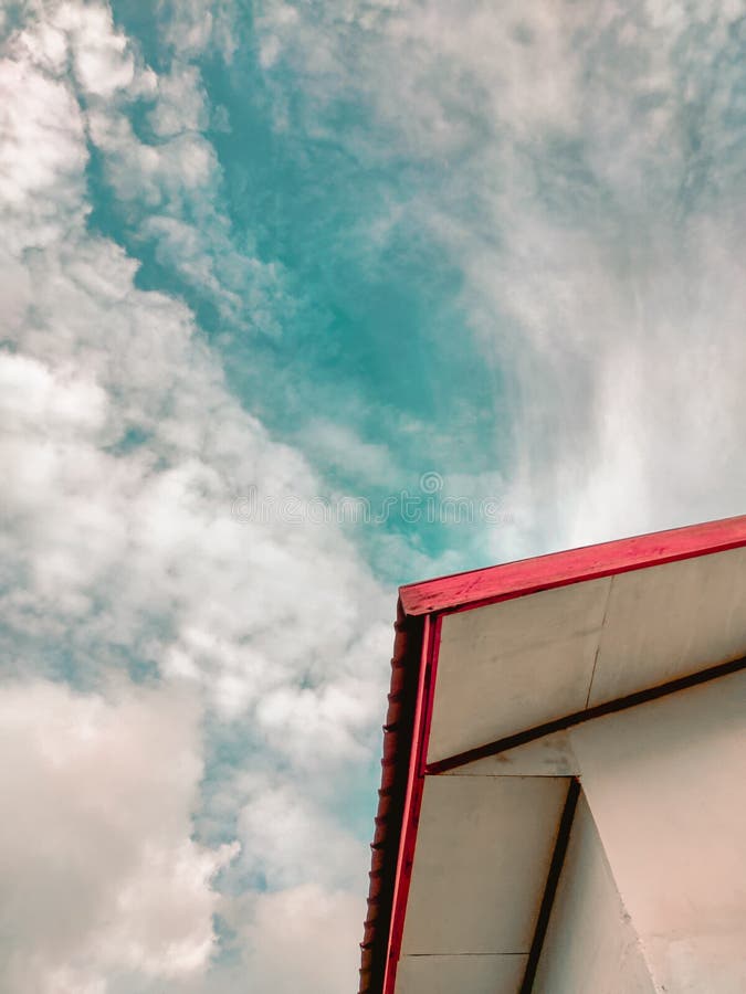 Blue Sky and Rooftop with Little Cloud Stock Photo - Image of ...