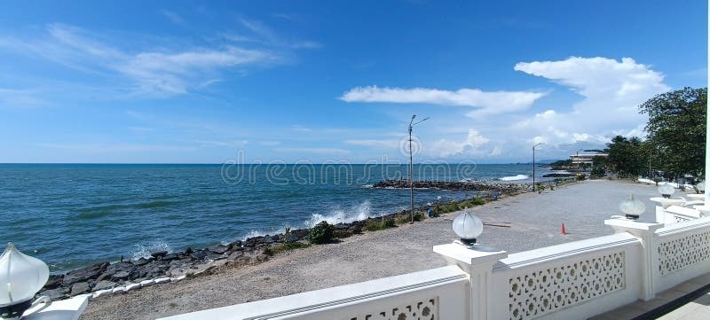 Blue Sky with Blue Sea Filled with Clouds with Little Waves Stock Image ...