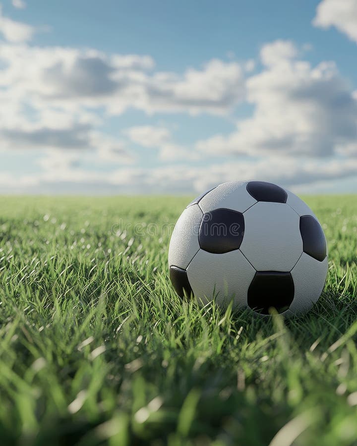 A Blue Sky Serves As the Backdrop for a Black and White Football that ...