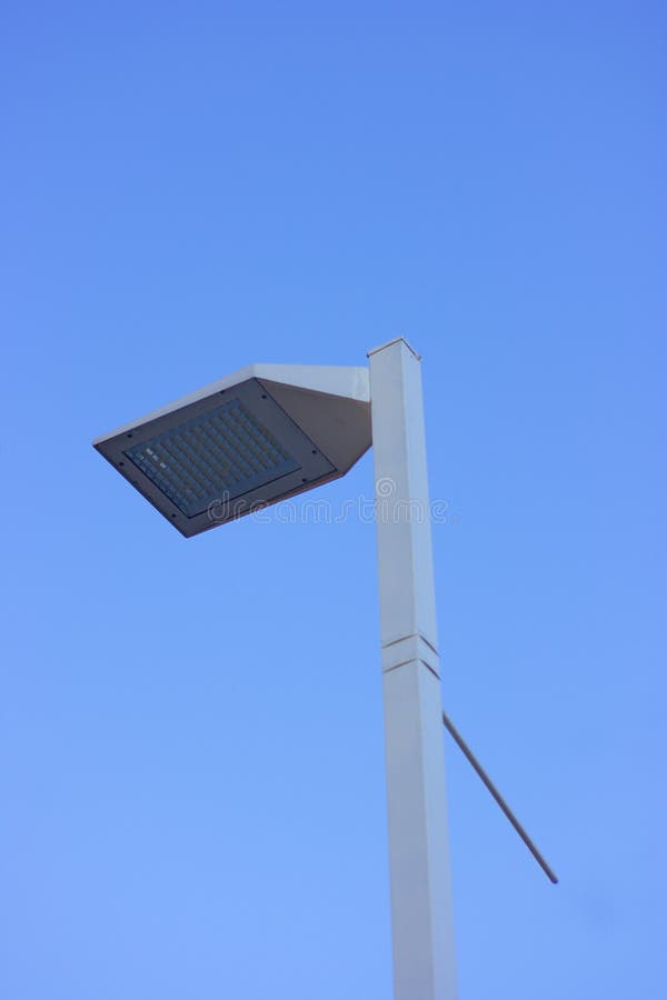 White Solar Led Lights Bottom View with Blue Sky Stock Photo - Image of ...