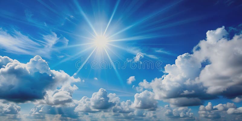 A Blue Sky with Some Clouds and a Backlit Sun Generative by AI Stock ...